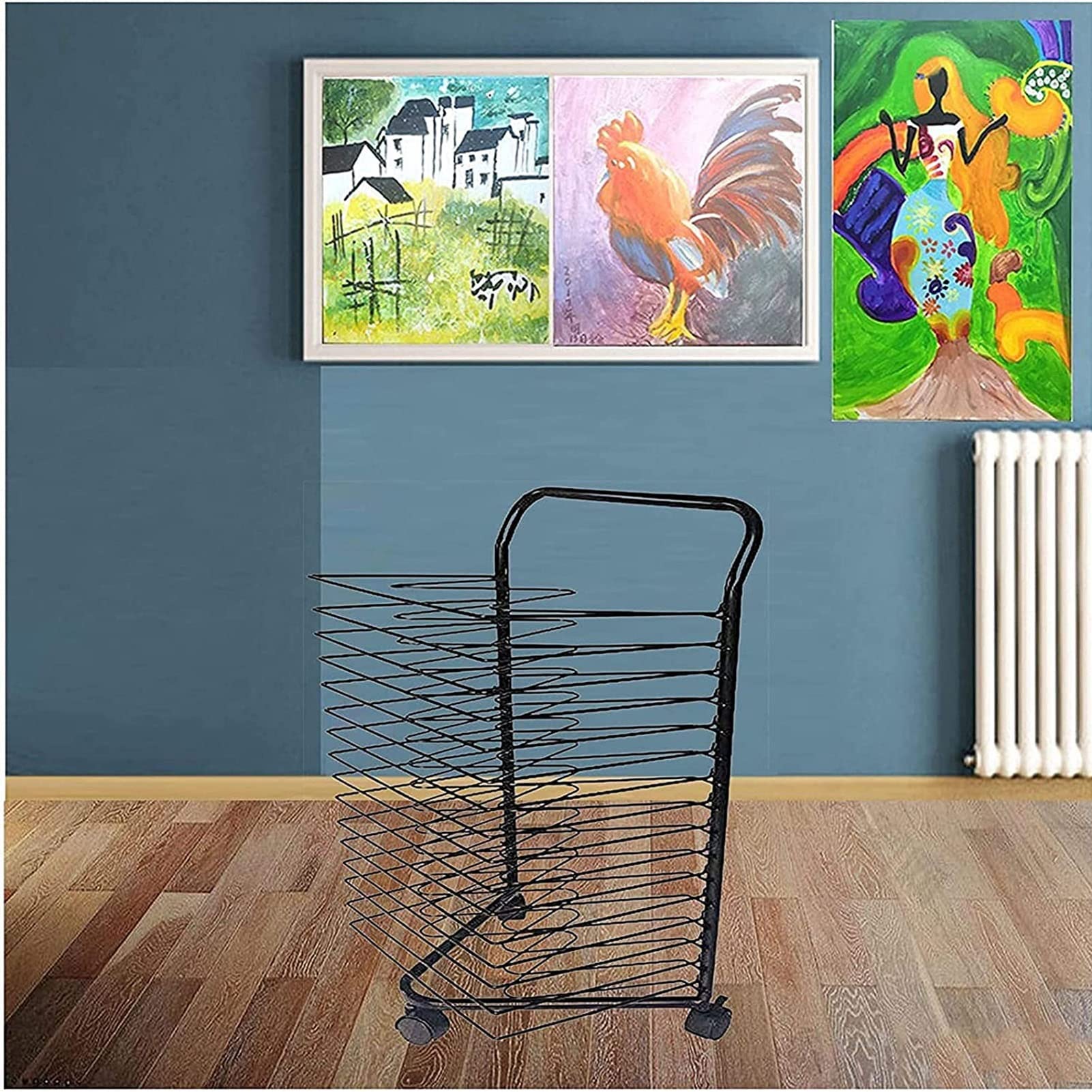 LAJUU Drying Racks, Mobile Classrooms Drying Rack with Wire Shelves for Works of Art Studios and Home Use,for Artist Canvas Panels, Paper, Prints