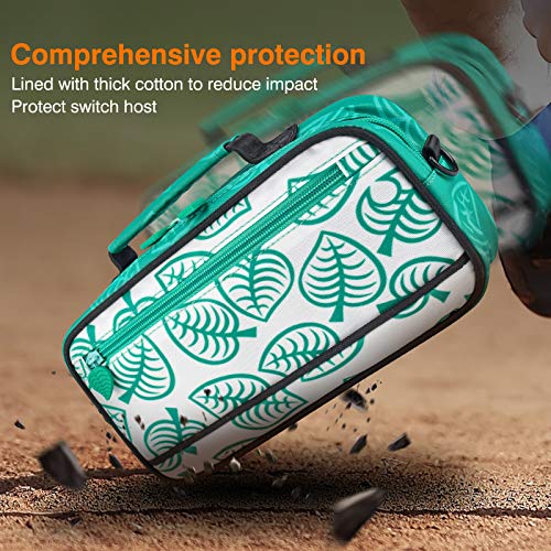 DLseego Carrying Case Design for Switch and New Switch OLED Console, Travel Carry Cover Storage Shell for New Leaf Animal Crossing Design holds up to 10 game cards Slots
