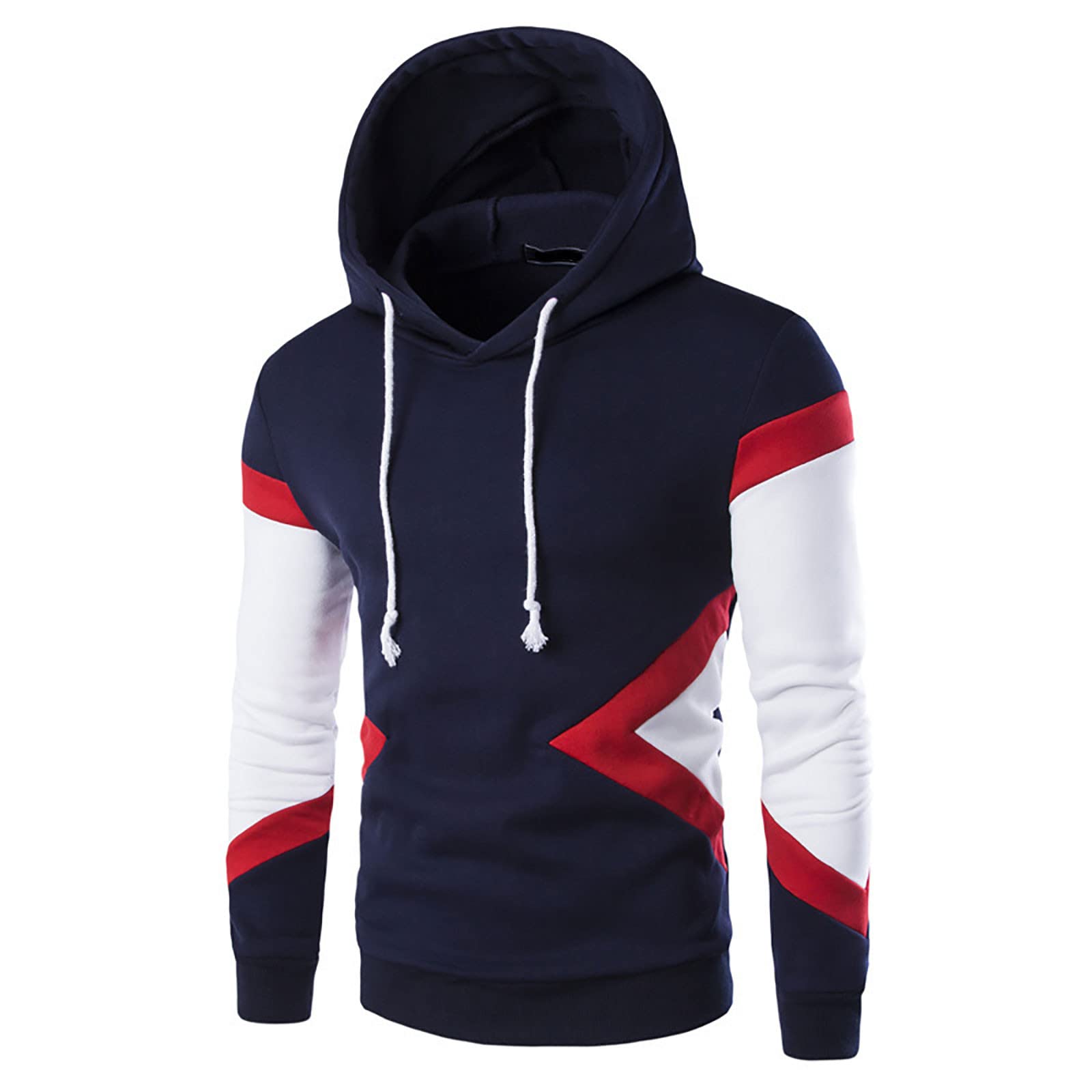 Muscularfit halloween crewneck sweatshirt Sweatshirts for Men Loose Fit Long Sleeve Color Block Pullover Hooded Outdoor Fashion Sport Gym Workout Hoodies work sweatshirts for men Dark Blue 4X