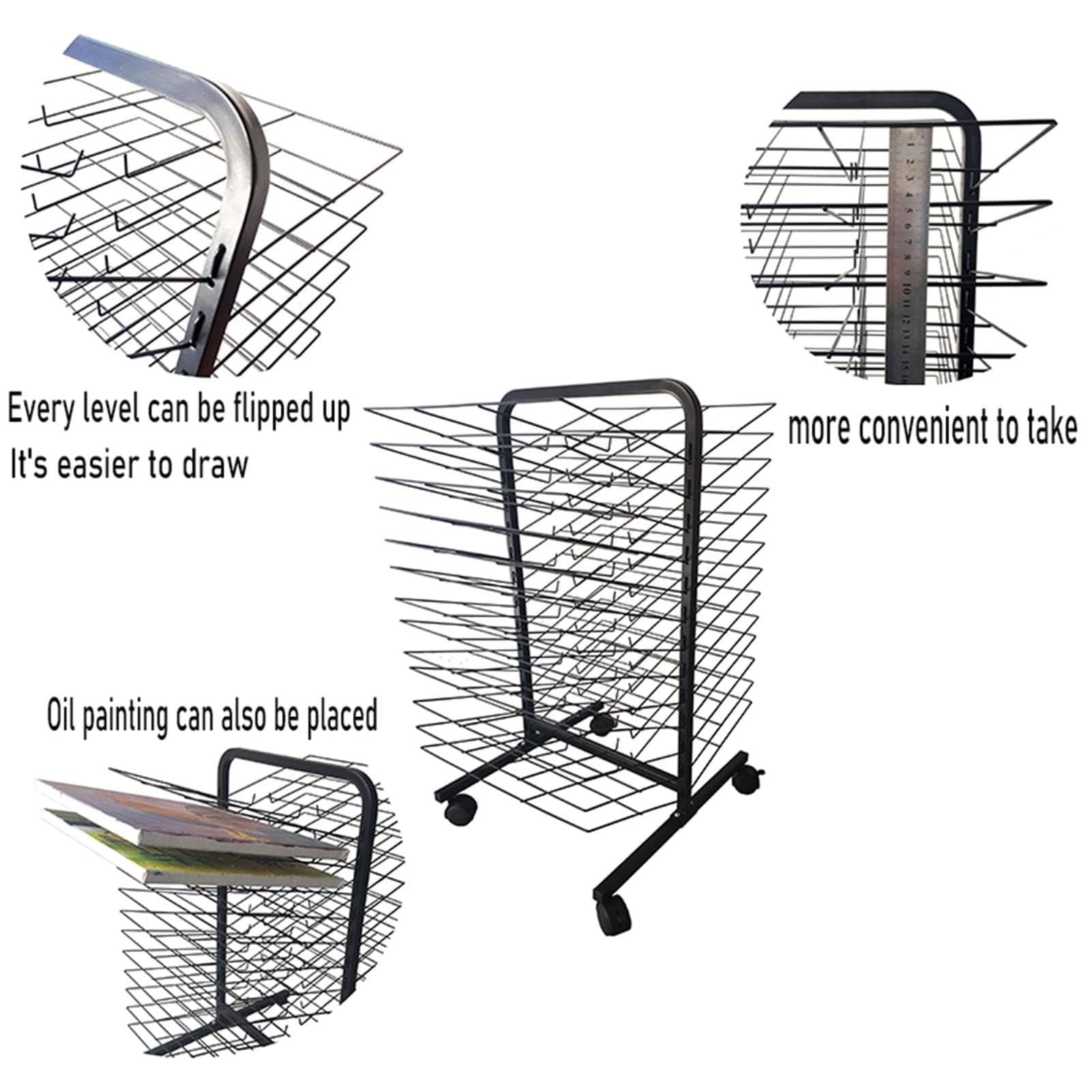 Art Drying Rack - Sided Wire Drying Shelf, Classroom Studio Home Painting Drying Rack, Double Sided Art Rack Storage Organizer On Wheels, Drying & Print Racks, for Kids, Artists ( Size : 50-layer )