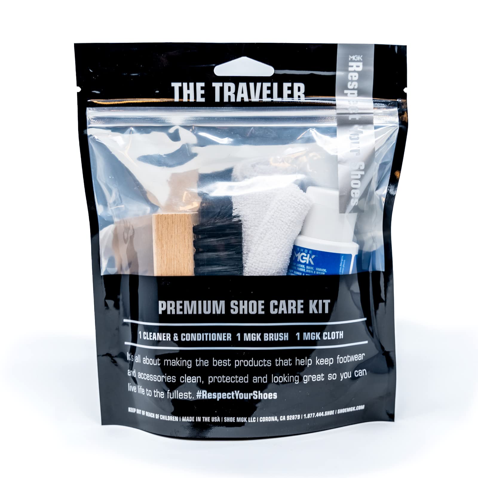Shoe MGK Essentials Kit - Travel Shoe Care Kit - Cleans Dirt and Grime off Athletic, Leather, and White Shoes