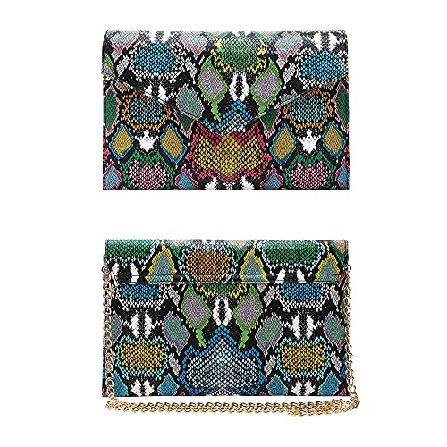 JOBEDE Snakeskin Envelope Clutch Handbag Evening Party Prom Chain Bag Women Shoulder Crossbody Bag