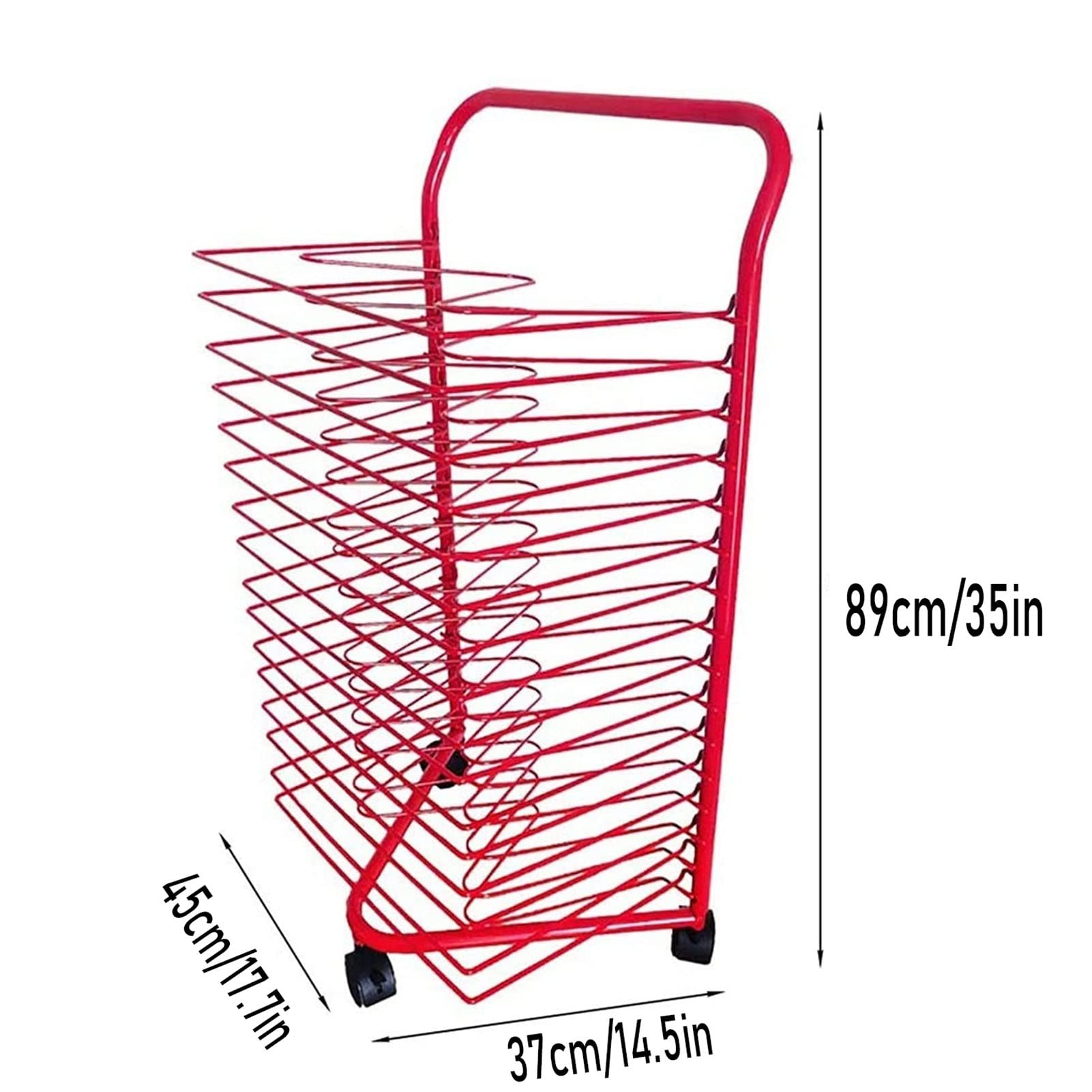 JIAHESHYP Art Drying Rack, 16-Shelf Mobile Drying Rack with 16 Wire Shelves for Mobile Classrooms Art Studios and Home Use, Drying & Print Racks, Red