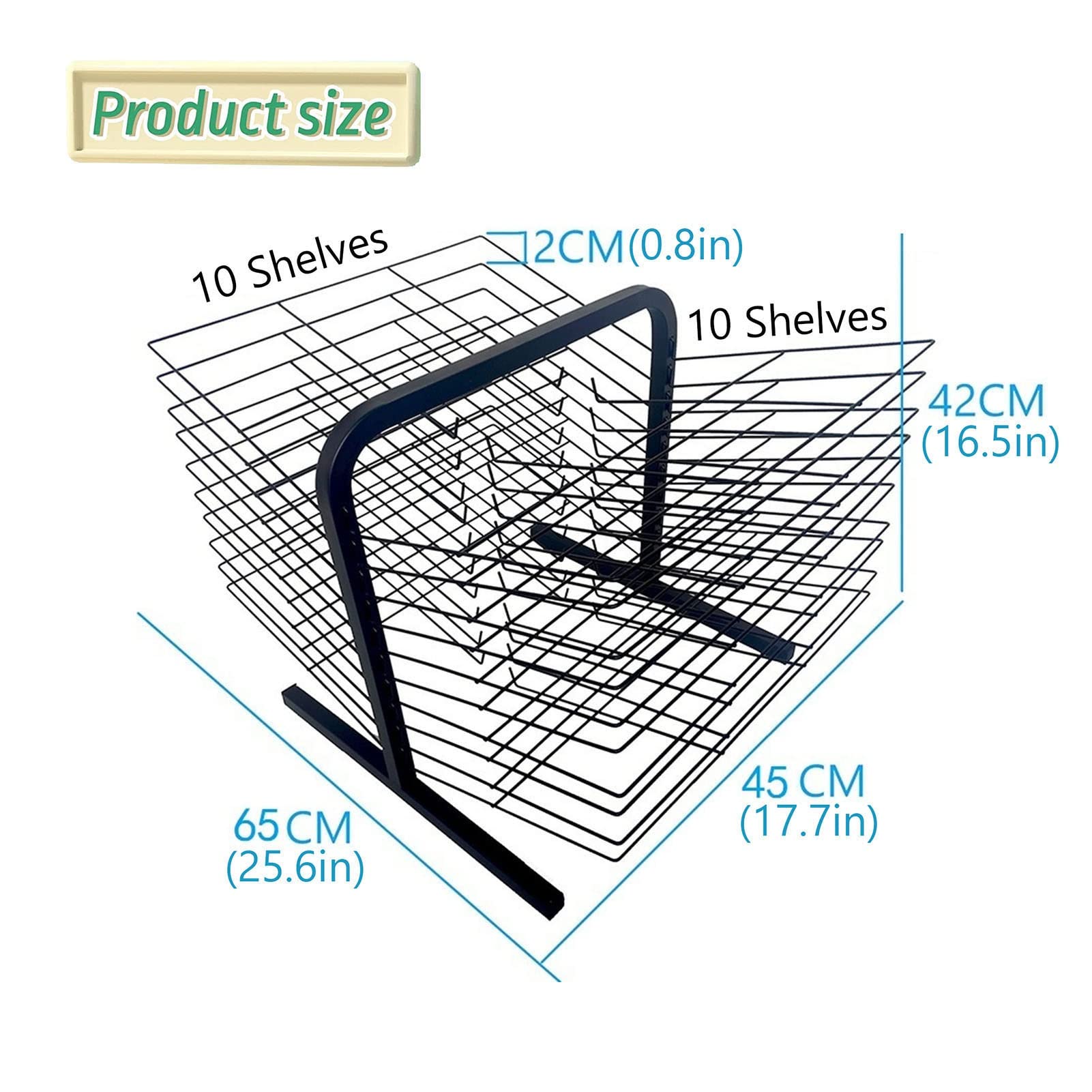 Drying Racks,Tabletop Art Drying Rack, Metal Steel Double Sided Wire Drying Rack Artwork Storage Display Rack for Classrooming Crafts, 20 Shelves, 25.6 X 17.7 X 16.5 Inches