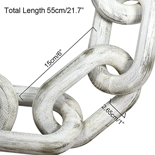 Sivya Decorative Wood Chain Link Decor, Rustic Wood Link Farmhouse Decor for Farmhouse Tiered Tray Farmhouse Wall Decor (Whitewash, 21.65in/Chain)