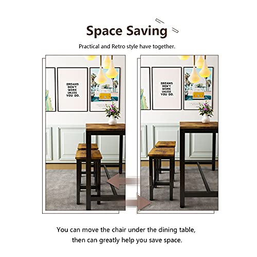 AWQM 5 Pcs Dining Table Set, Modern Bar Table Set with 4 Chairs, Home Kitchen Breakfast Table and Chairs Set Ideal for Pub, Living Room, Breakfast Nook, Easy to Assemble (Rustic Brown)
