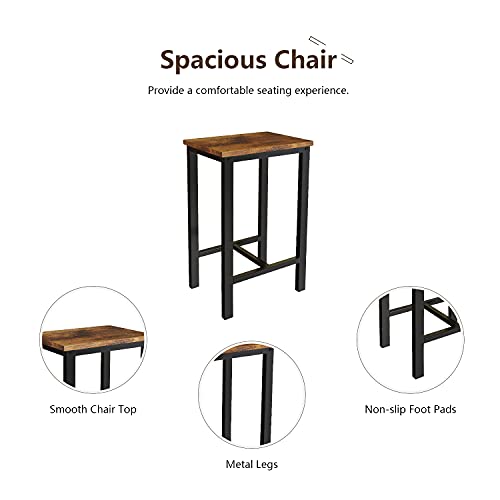 AWQM 5 Pcs Dining Table Set, Modern Bar Table Set with 4 Chairs, Home Kitchen Breakfast Table and Chairs Set Ideal for Pub, Living Room, Breakfast Nook, Easy to Assemble (Rustic Brown)