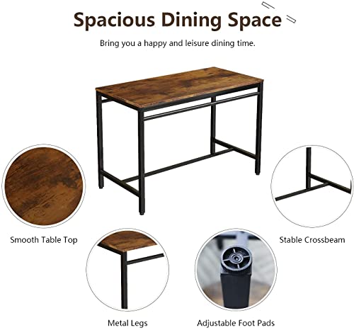 AWQM 5 Pcs Dining Table Set, Modern Bar Table Set with 4 Chairs, Home Kitchen Breakfast Table and Chairs Set Ideal for Pub, Living Room, Breakfast Nook, Easy to Assemble (Rustic Brown)