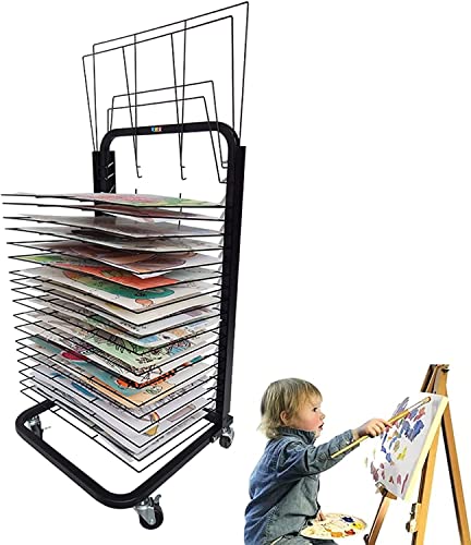 CENAP Art Drying Rack, Solid Mobile Art Drying Rack with Wire Rack for Art Classroom Studio and Home Use, Drying and Printing Rack (Size : 20-Layer)