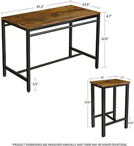 AWQM 5 Pcs Dining Table Set, Modern Bar Table Set with 4 Chairs, Home Kitchen Breakfast Table and Chairs Set Ideal for Pub, Living Room, Breakfast Nook, Easy to Assemble (Rustic Brown)
