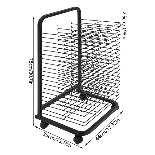 LUOSHALIYA 20 Layers Wire Art Drying Rack, Stackable Metal Stainless Steel Art Rack Power Coated with Pulleys, Flexible Shelves Mobile Cart for Painting Craft Artwork Canvas Storage