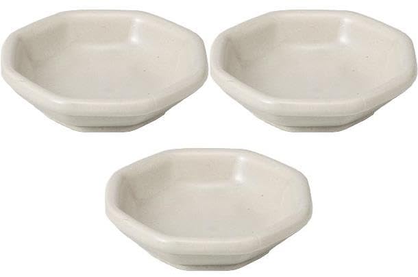セトモノホンポ(Setomonohonpo) Set of 3 Gray Octagonal Plates [3.0 x 2.8 x 0.8 inches (7.5 x 7.2 x 2 cm) | Delicacy