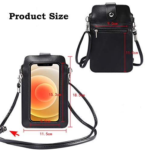 Lightweight Cell Phone Touch Screen Crossbody Bag Travel Shoulder Purse Wristlet Clutch Handbags, Black