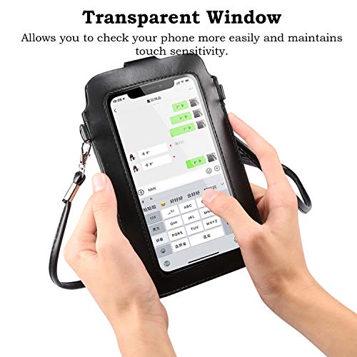 Lightweight Cell Phone Touch Screen Crossbody Bag Travel Shoulder Purse Wristlet Clutch Handbags, Black