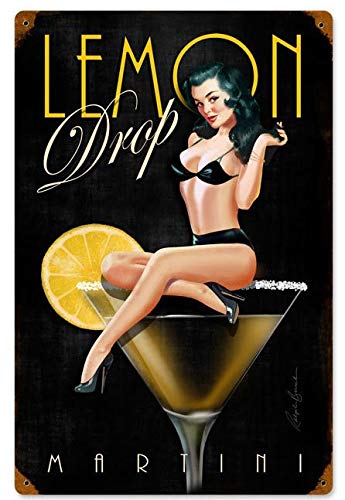 Maizeco Lemon Drop Vintage Metal Tin Signs 8 x 12 Inch for Restaurants Shop Indoor Home Wall Decor Sign Plaque Poster Sexy