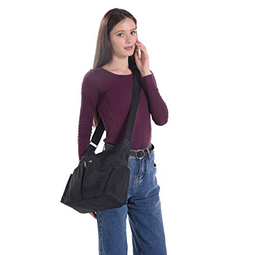 MHCNLL Anti Theft Crossbody Purse,RFID Women Nylon Waterproof Shoulder Bag (black)