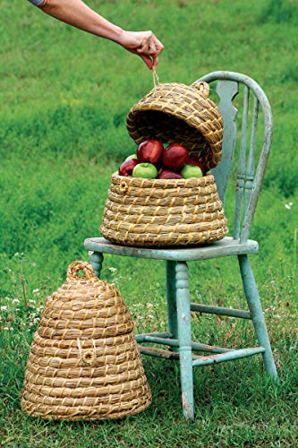 MY SWANKY HOME Natural Large Seagrass Beehive Shape Basket Set 2 Old Fashioned Rustic Outdoor