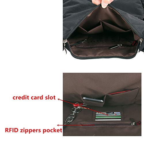 MHCNLL Anti Theft Crossbody Purse,RFID Women Nylon Waterproof Shoulder Bag (black)
