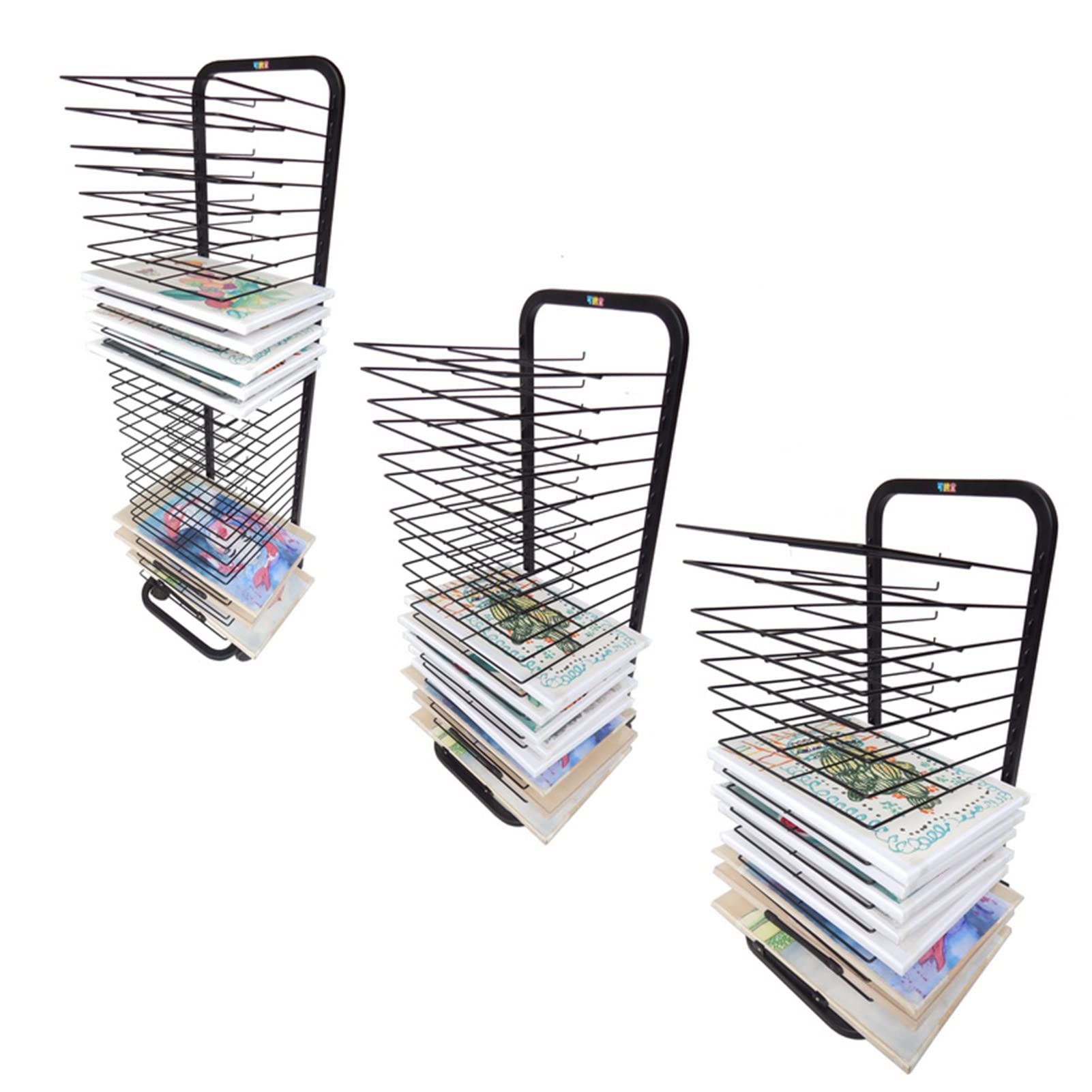 YSCMX Mobile Art Drying Rack for Classroom Drying Rack for Art Drying Rack for Art Metal Wire Work Display Rack, Art Carts with Wheels for Classroom Art Studios and Home Use. Drying & Print Racks