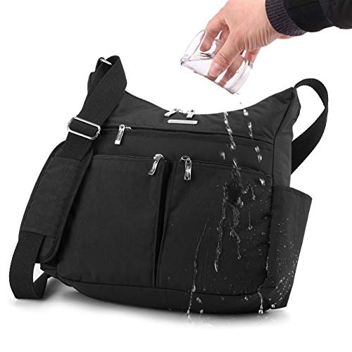 MHCNLL Anti Theft Crossbody Purse,RFID Women Nylon Waterproof Shoulder Bag (black)