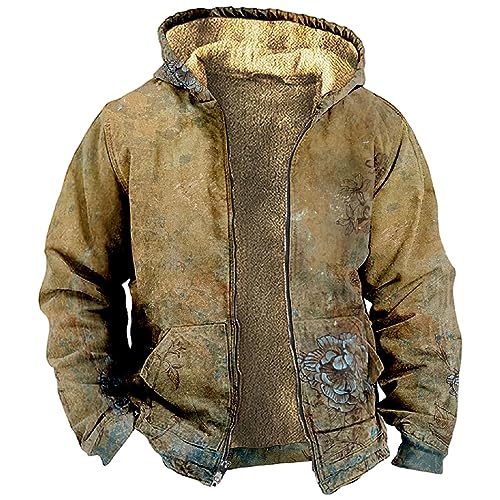 Graphic Hoodies, Men'S Personalized Casual Printing Long Sleeve Zipper Sweater Thick Cotton Suit Winter Big And Tall Hoodies For Men Cute Hoodies Devil Mgk Hoodies (S, Army Green)