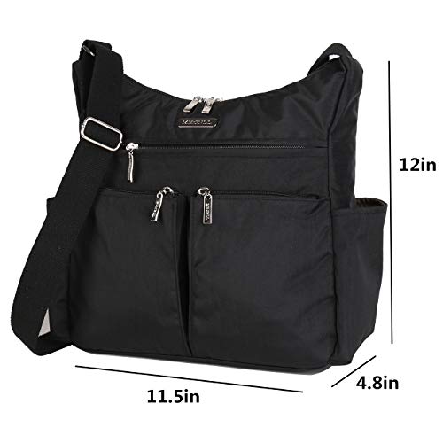 MHCNLL Anti Theft Crossbody Purse,RFID Women Nylon Waterproof Shoulder Bag (black)