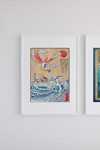 Leesilk Ho oh and Lugia legendary battle poster full size Frameless (24inchx36inch)