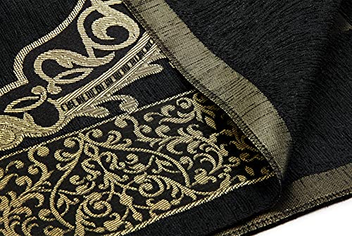 Muslim Prayer Rug with Prayer Beads | Janamaz | Sajadah | Soft Islamic Prayer Rug | Islamic Gifts | Prayer Carpet Mat, Chenille Fabric, Black