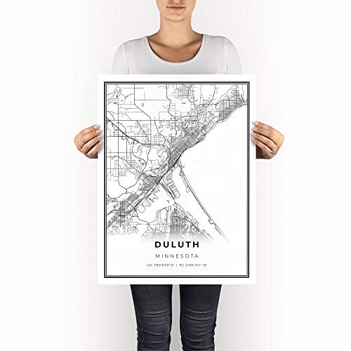 Skanndi Duluth Map Print, Minnesota MN USA Map Art Poster, Superior Modern Wall Art, Street Map Artwork 18x24