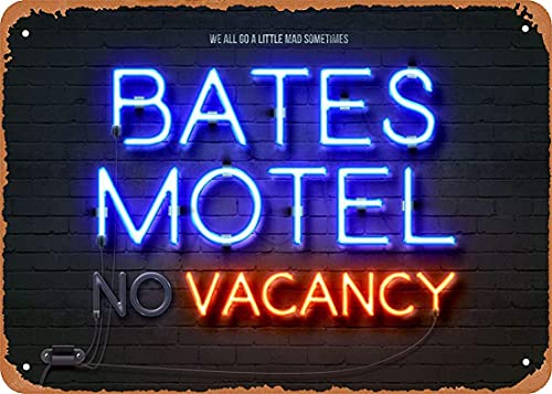 Bates Motel Neon Signs 8 x 12 Inches - Vintage Metal Tin Sign for Home Bar Pub Garage Decor Gifts
