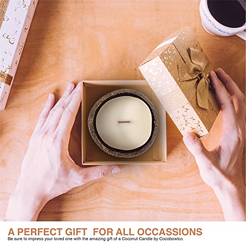 Scented Soy Coconut Shell Candles - Wood Wick Scented Candles Made with Real Coconut Shells (Vanilla)