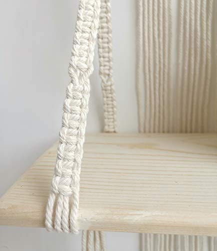 Geepro Boho Wall Decor Macrame Wall Hanging Shelf Indoor Window Plant Hanger for Wall Biege