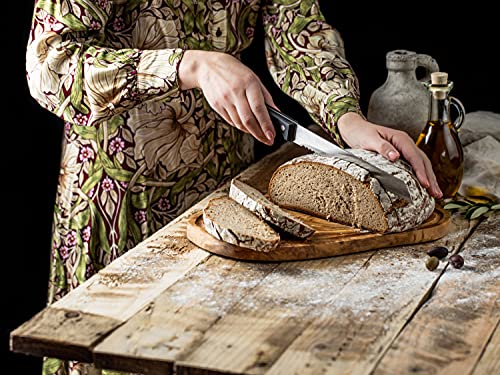 SOLTAKO Olive Wood Cutting Steak Board, Large Cheese Board, Hand Made Serving Platter, Wooden Charcuterie Board, Rustic Chopping Board with Juice Groove