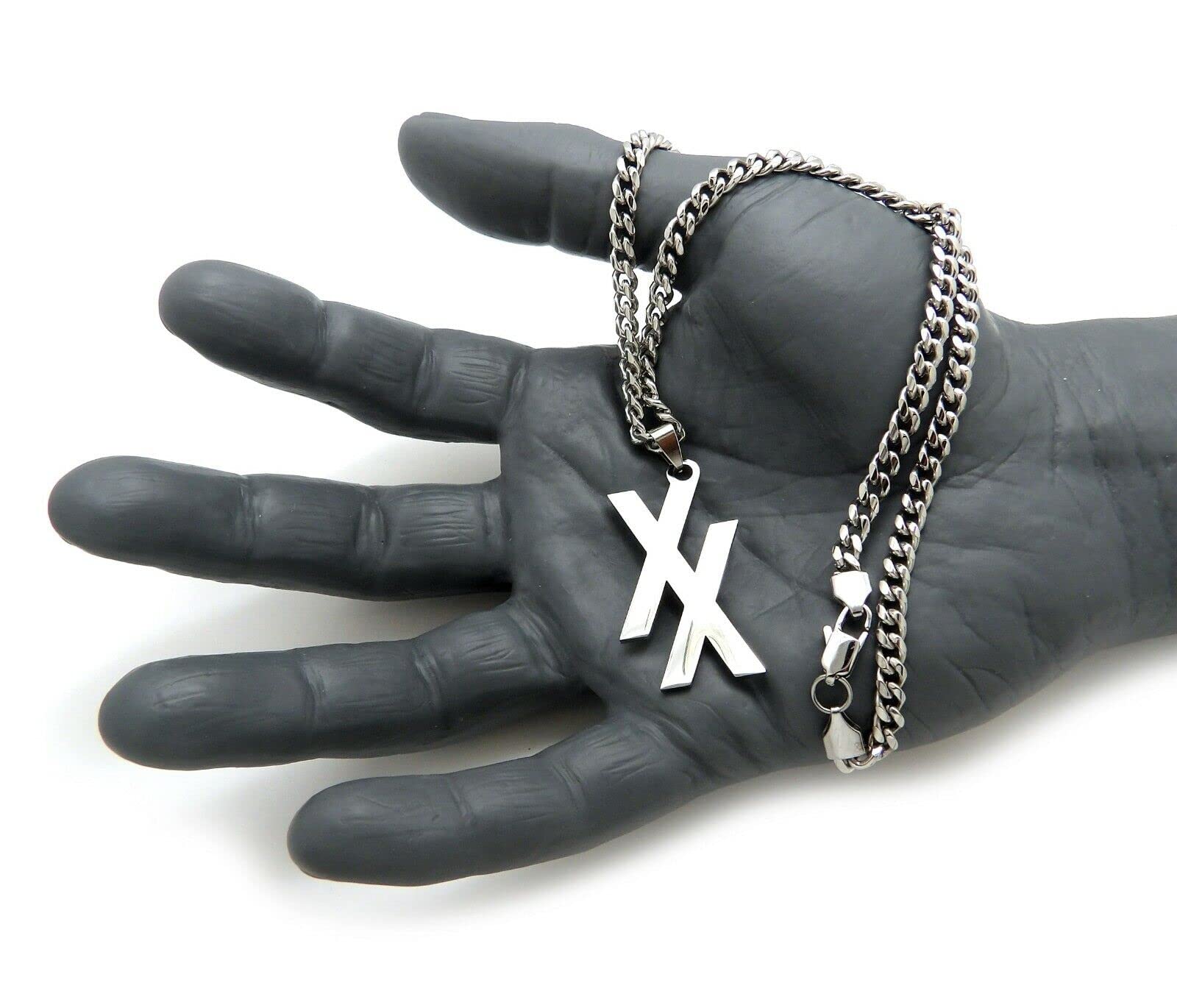 Jewelry For MGK XX PENDANT 18" 20" 24" BOX CUBAN ROPE STAINLESS STEEL CHAIN HIP HOP NECKLACE Style-2345908-2425