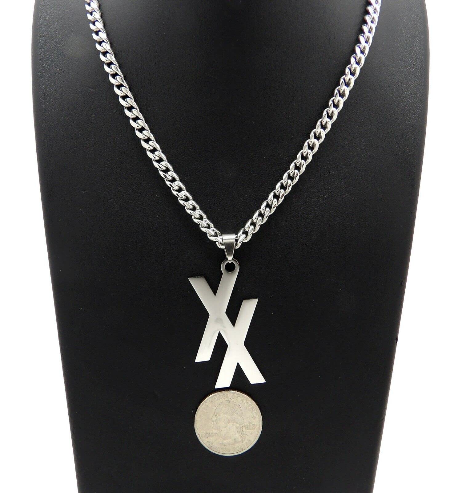 Jewelry For MGK XX PENDANT 18" 20" 24" BOX CUBAN ROPE STAINLESS STEEL CHAIN HIP HOP NECKLACE Style-2345908-2425