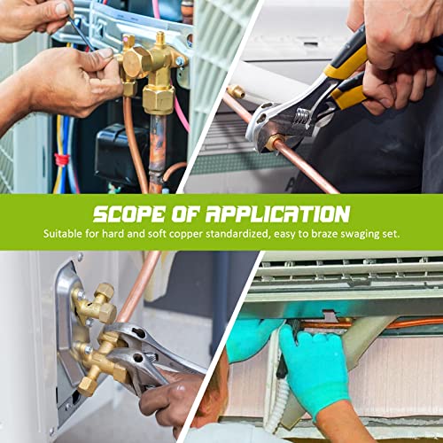 6pcs Hex Handle HVAC Tools Air Conditioner Copper Pipe Swaging Tool Round Handle Tube Expander Drill Bit Repairing Set with 1/4, 3/8, 1/2, 5/8, 3/4 Bits