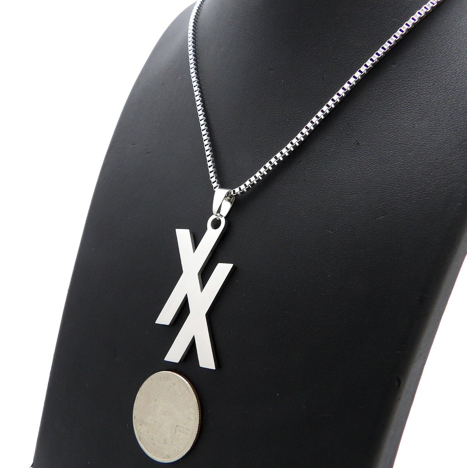 Jewelry For MGK XX PENDANT 18" 20" 24" BOX CUBAN ROPE STAINLESS STEEL CHAIN HIP HOP NECKLACE Style-2345908-2425
