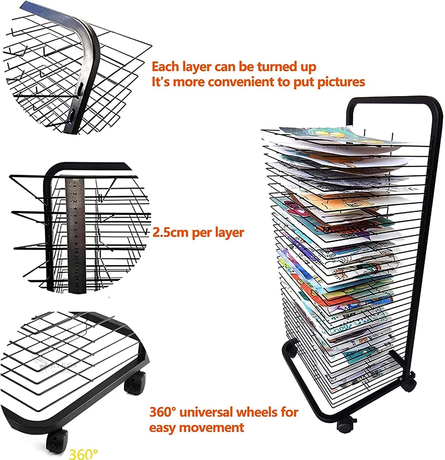 Art Drying Rack, Mobile Art Drying Rack with Wire Rack for Artwork, Art Studio, Drying and Printing Rack, Great for Schools and Art Clubs