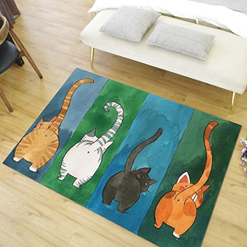CHOOLD Cute Cat Butt Bedroom Area Rug, Cat Carpet,Cat Tail Non-Slip Absorbent Doormats for Bedroom Living Room Kitchen Bathroom