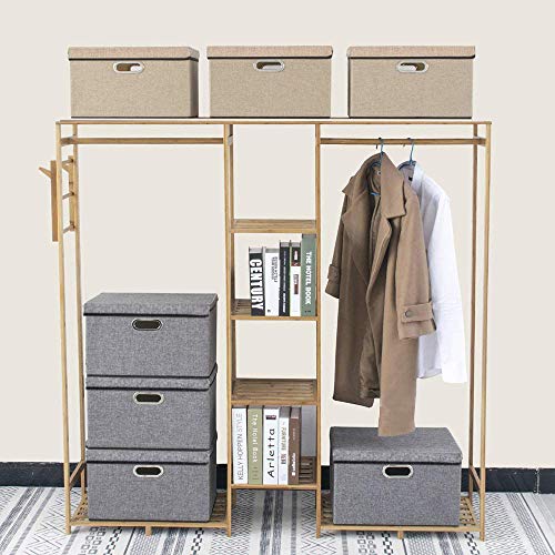 Foldable Fabric Storage Bins with Lids [3-Pack]with Removable Lid and Handles Fashionable Decorative Collapsible Linen Storage Box Used For Clothes Toys Books Home Closet Bed room Office