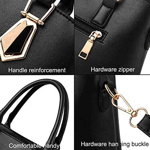 2-PC Set Satchel Tote Handbag for Women Crossbody Pouch Purse Shoulder Bag Strap Wine Red