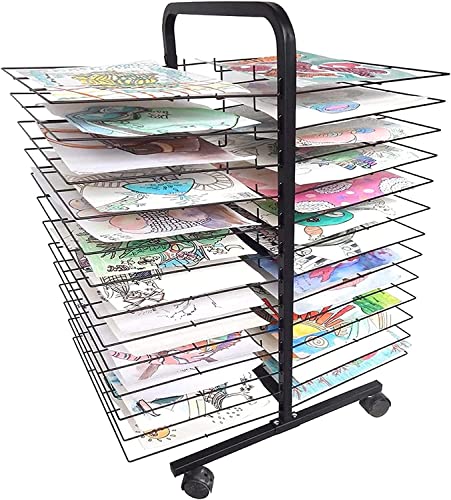 CENAP Art Drying Rack, Mobile Drying Rack for Artwork with Wire Rack, Mobile Classroom, Art Studio, Drying and Printing Rack (Size : 50-Layer)