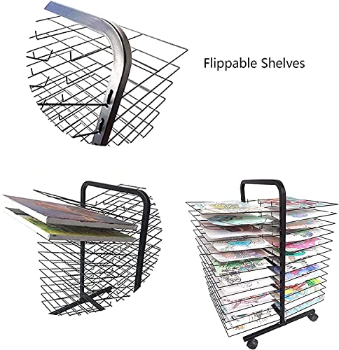 CENAP Art Drying Rack, Mobile Drying Rack for Artwork with Wire Rack, Mobile Classroom, Art Studio, Drying and Printing Rack (Size : 50-Layer)