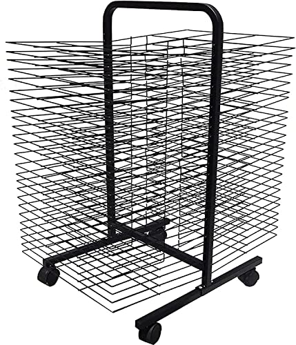 CENAP Art Drying Rack, Mobile Drying Rack for Artwork with Wire Rack, Mobile Classroom, Art Studio, Drying and Printing Rack (Size : 50-Layer)
