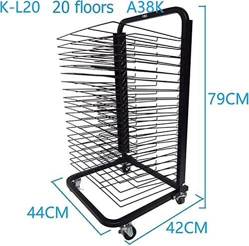 CENAP Art Drying Rack, Solid Mobile Art Drying Rack with Wire Rack for Art Classroom, Studio and Home Use Drying and Printing Rack (Size : 20-Layer)