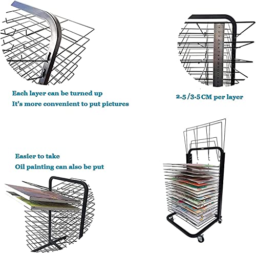 CENAP Art Drying Rack, Solid Mobile Art Drying Rack with Wire Rack for Art Classroom, Studio and Home Use Drying and Printing Rack (Size : 20-Layer)
