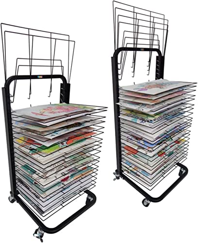 CENAP Art Drying Rack, Solid Mobile Art Drying Rack with Wire Rack for Art Classroom, Studio and Home Use Drying and Printing Rack (Size : 20-Layer)