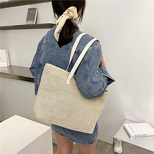 Summer Straw Bag Women Large Capacity Weave Totes Bag Handmade Rattan Beach Bag Vacation Lady Straw Shoulder Bag Pouch-1