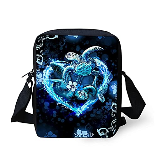 Yiekeluo Boho Sea Turtles Pattern Satchel Bag for Women Girls Small Messenger Shoulder Handbas Clutch Purse for Traveling Hiking School