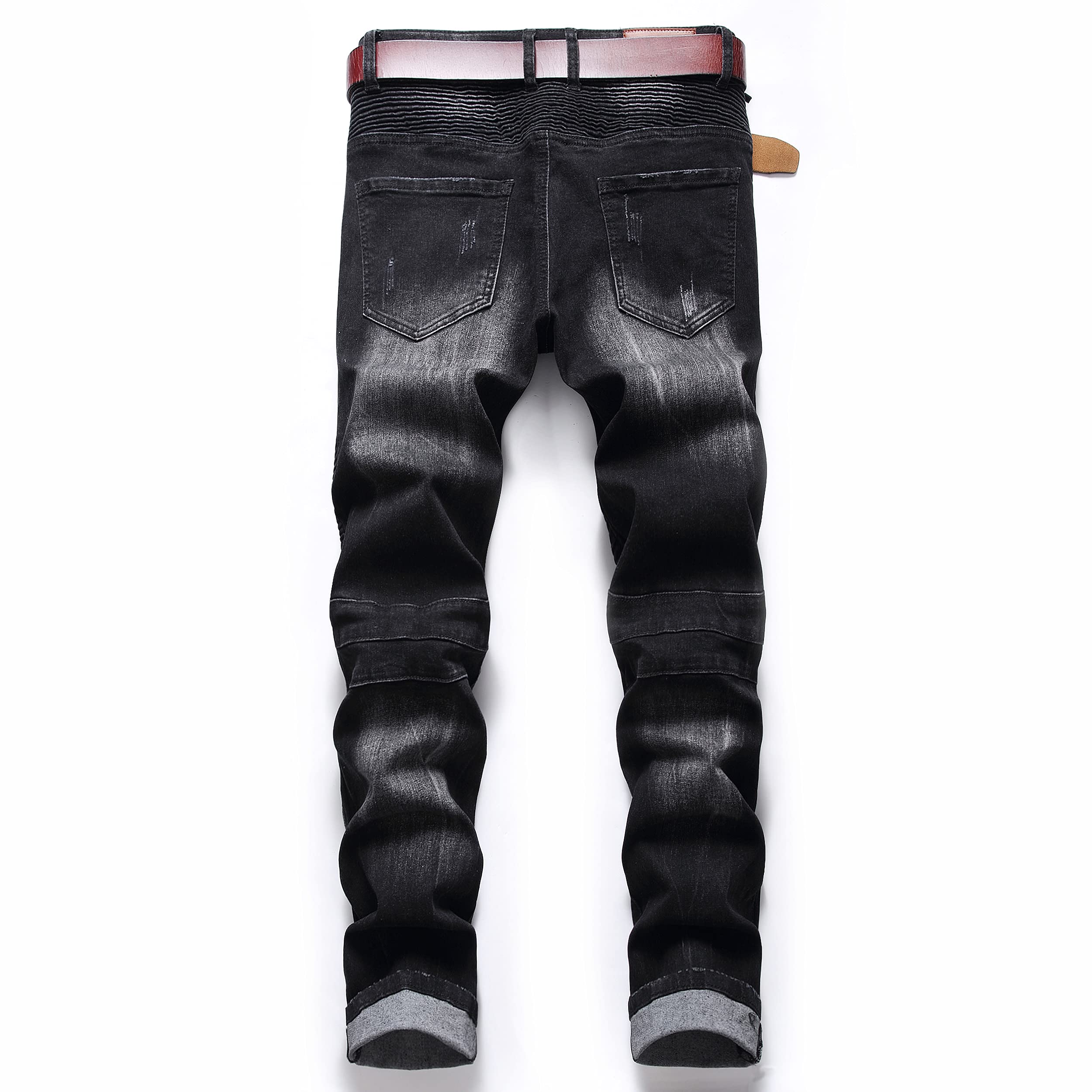 Liuhond Men's Slim Fashion Ripped Straight Holes Stretchy Jeans(36, Dark Grey)